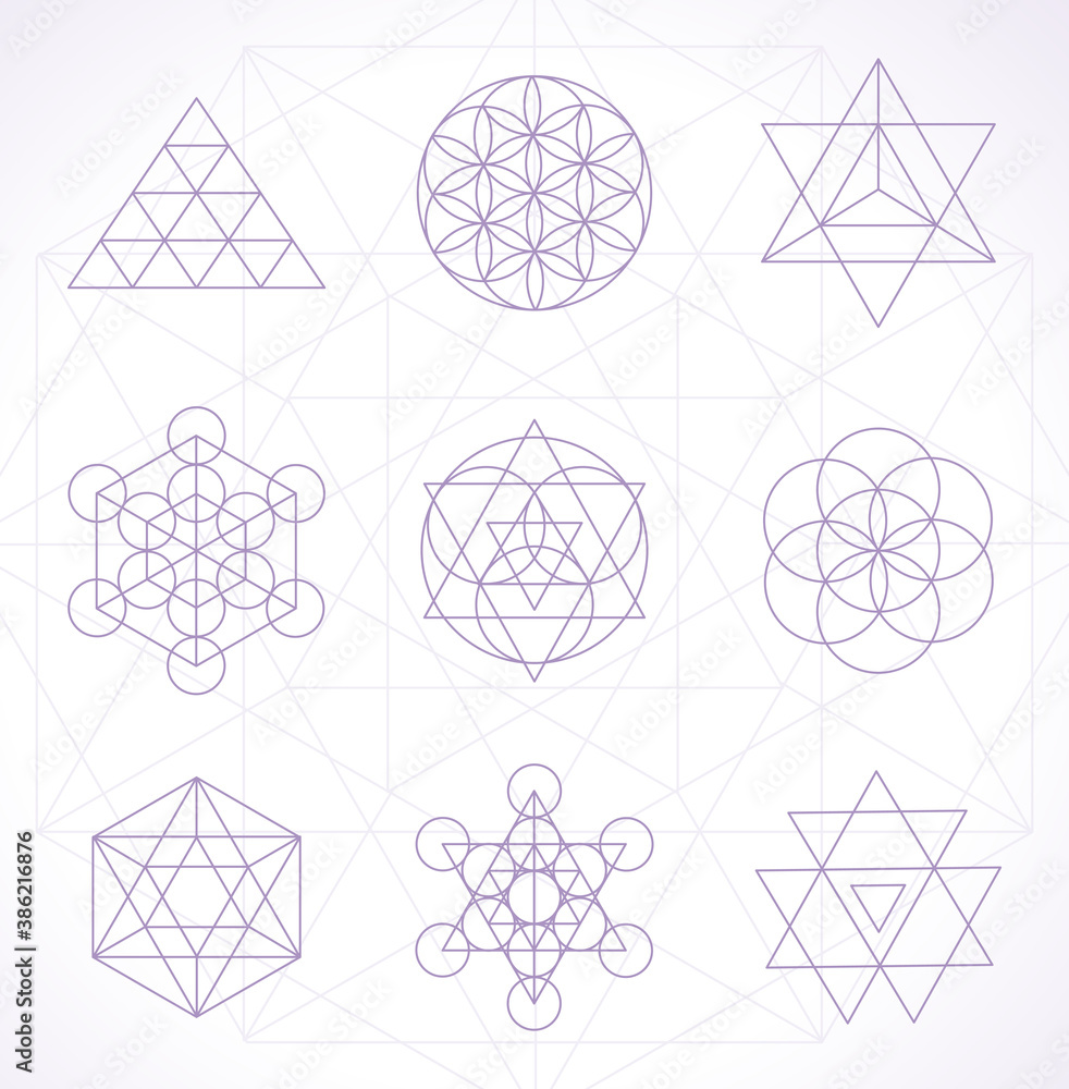 sacred geometry abstract outline shapes vector set Stock Vector | Adobe ...