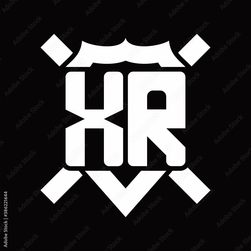 XR Logo monogram isolated on shield shape with rounded line Stock ...