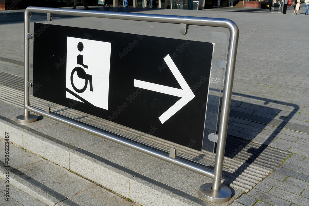 Information board for disabled people in a wheelchair to show the right ...
