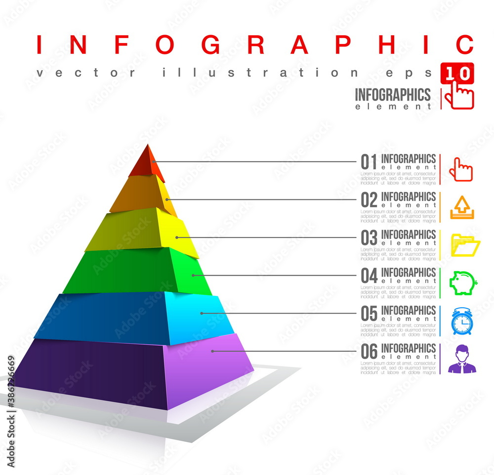 realistic Vector illustration of business infographics of pyramid. The ...
