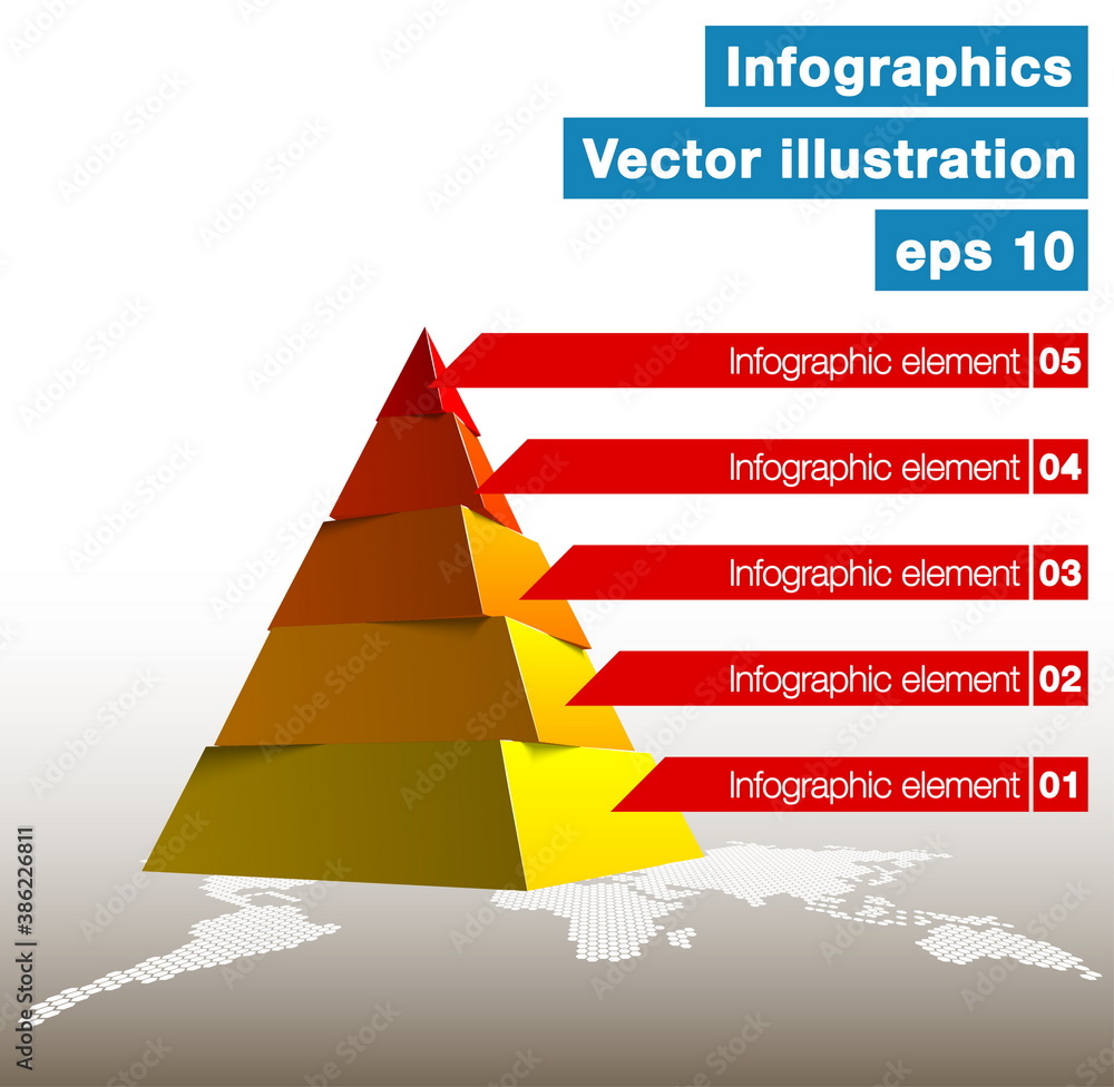 realistic Vector illustration of business infographics of pyramid. The ...