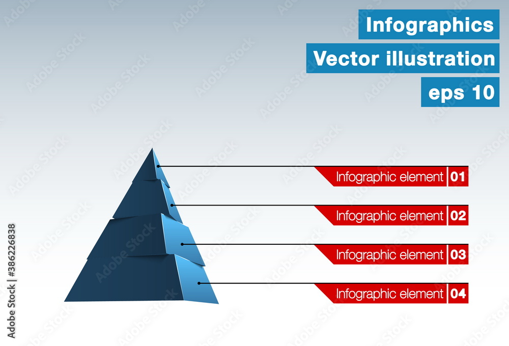 realistic Vector illustration of business infographics of pyramid. The ...