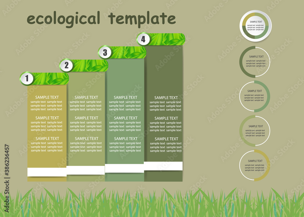Ecological infographics vector showing graph of four vertical ...