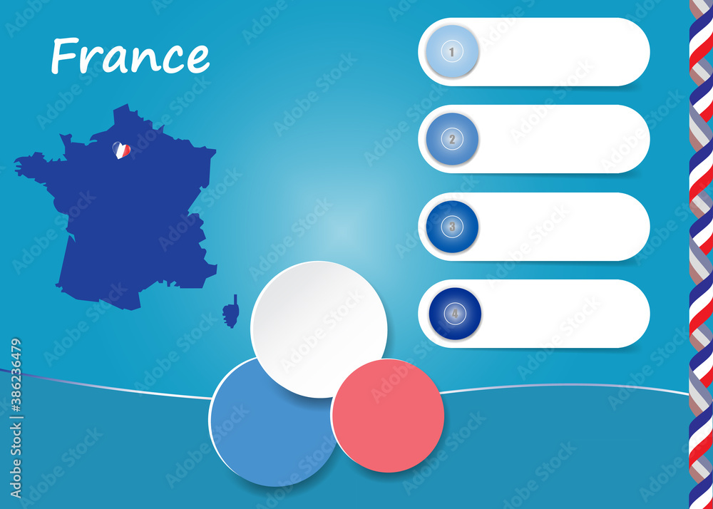 France template vector showing blind map of France with four blank ...