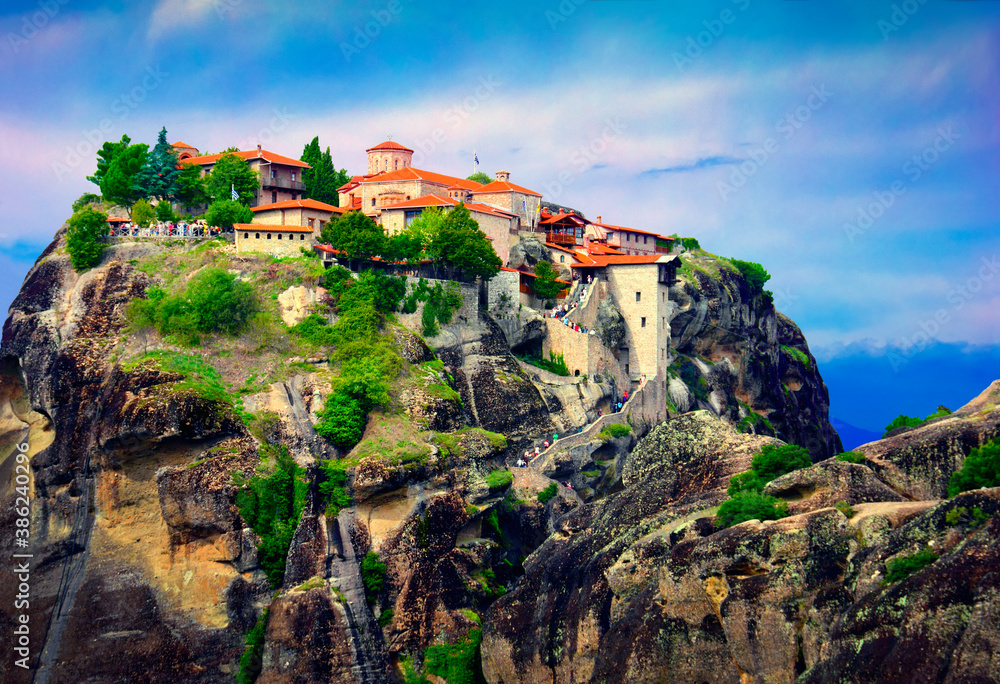 Great Meteoron Monastery. Beautiful scenic view, ancient traditional ...