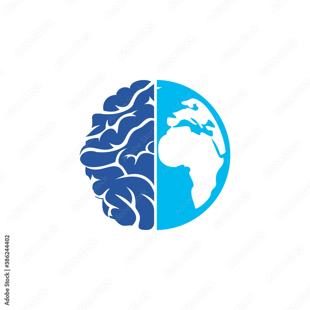 World brain vector logo template. Smart world logo symbol design. Stock ...