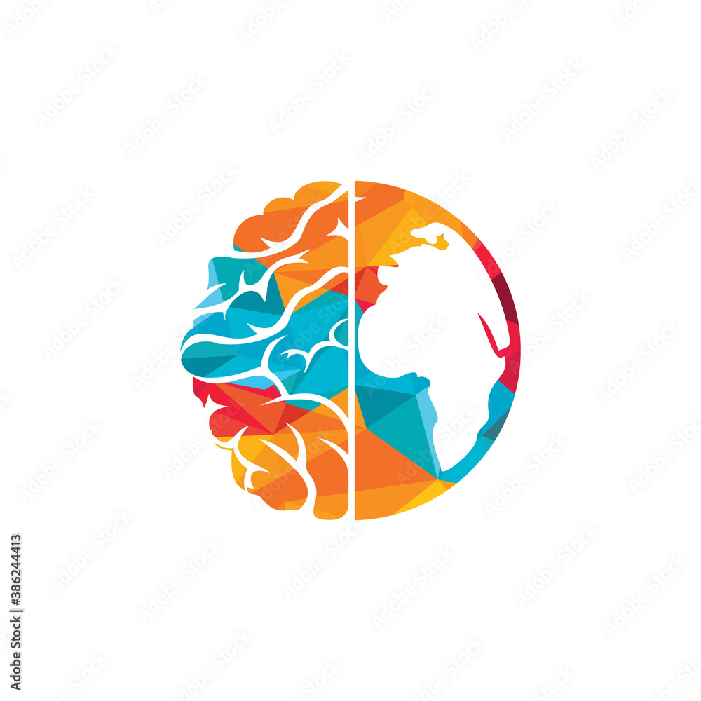 World brain vector logo template. Smart world logo symbol design. Stock ...