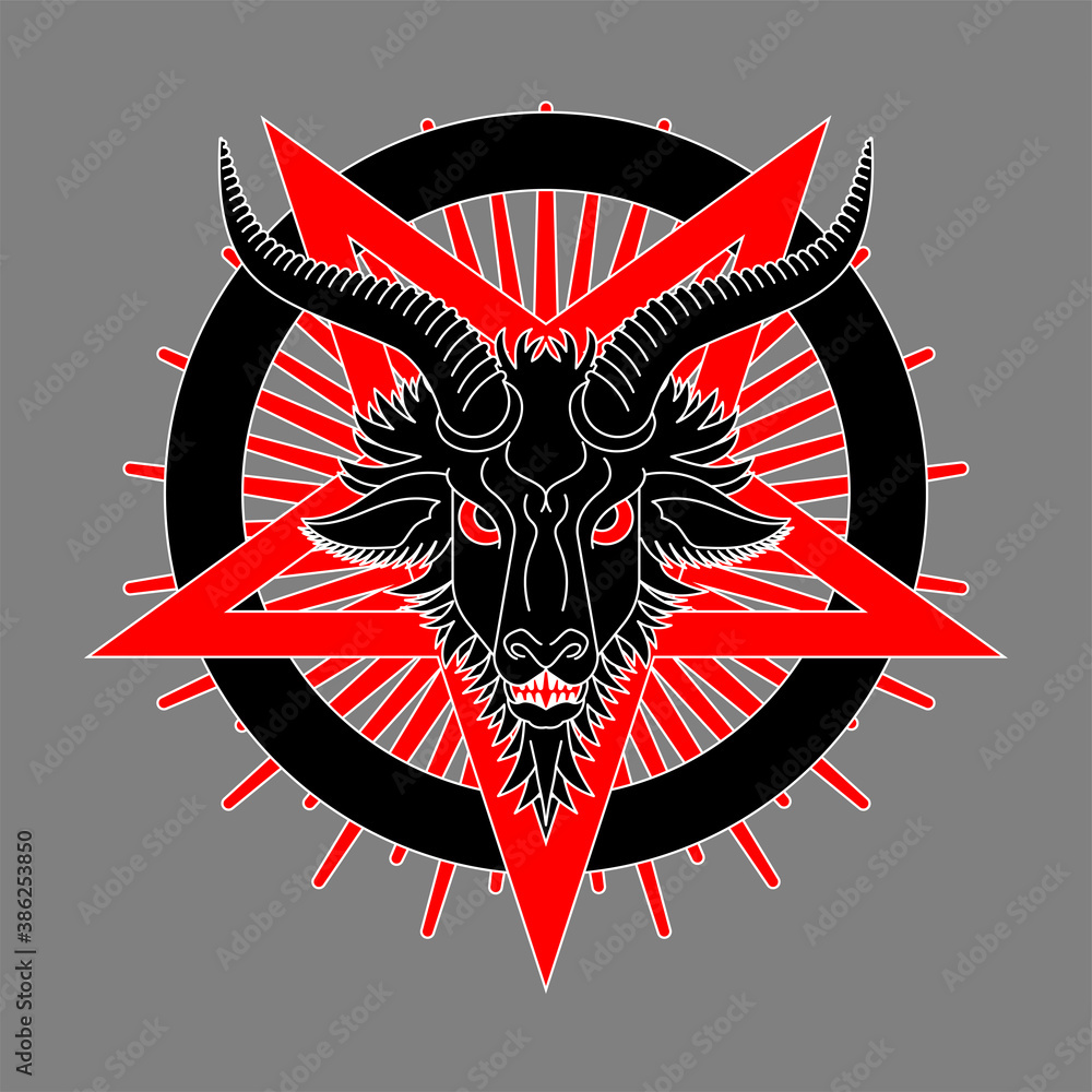 Baphomet goat head. Satanic symbol. Satan with Demon. Devil symbol ...