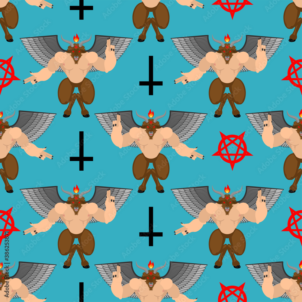 Baphomet Demon pattern seamless. Satanic background. Satan with goat ...