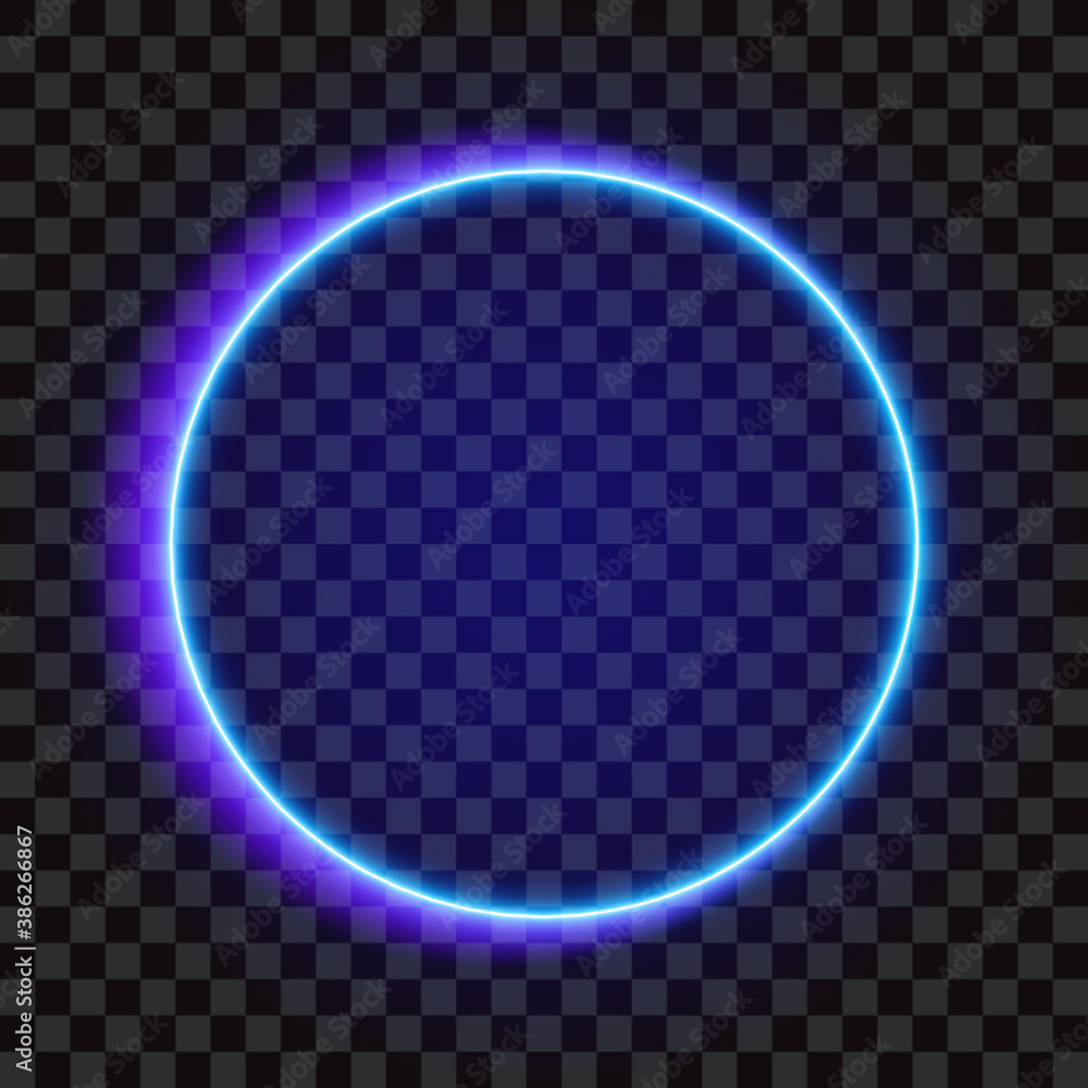 Neon circle, light effect, isolated on transparent background, vector ...