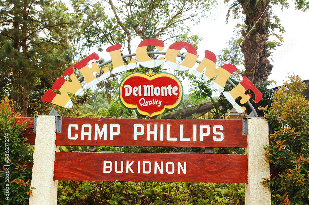 Camp Phillips Del Monte pineapple farm sign in Bukidnon, Philippines ...