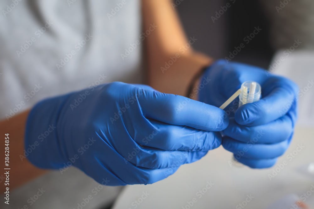 Process of coronavirus testing examination at home, COVID-19 swab ...