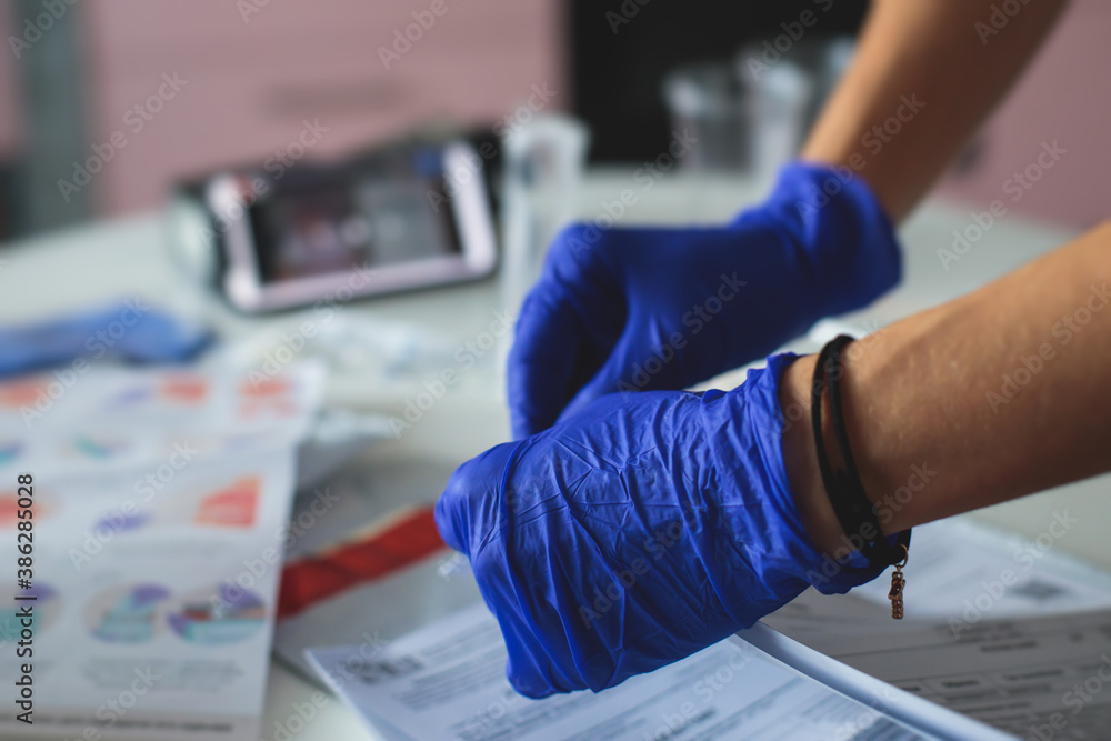 Process of coronavirus testing examination at home, COVID-19 swab ...