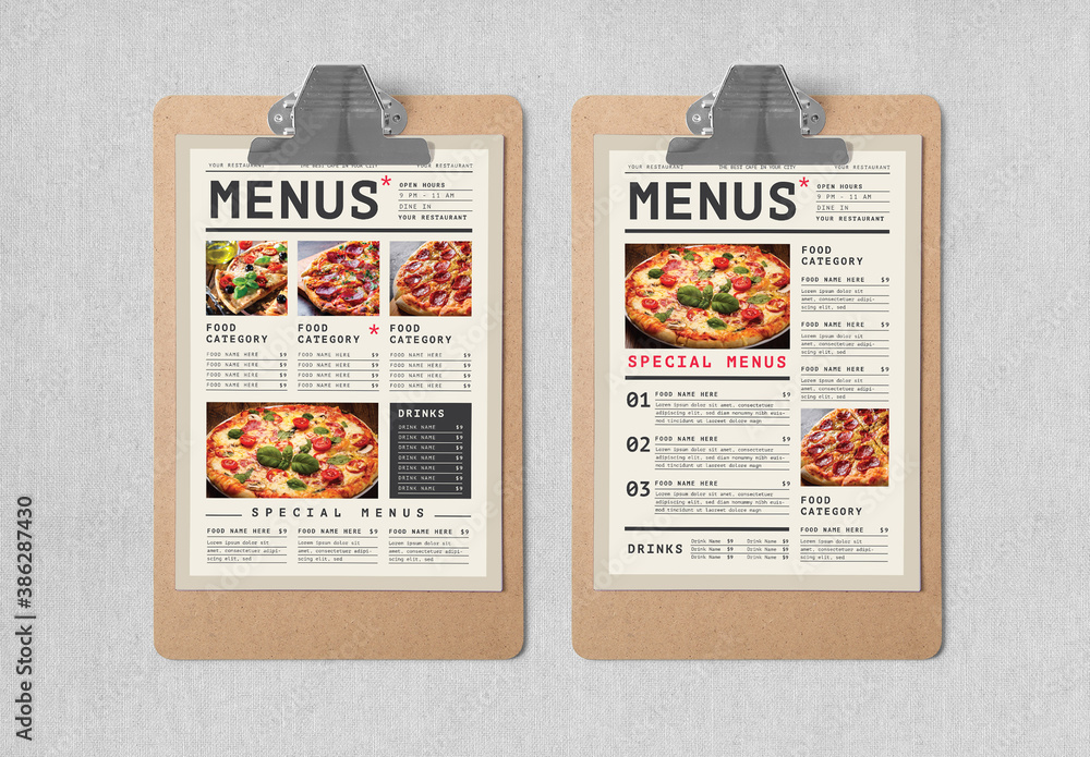 Simple Food Menus Layout Stock Template | Adobe Stock