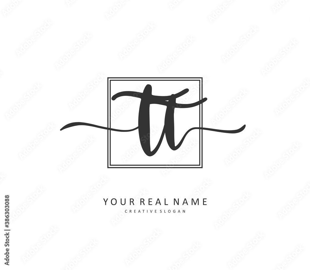 T TT Initial letter handwriting and signature logo. A concept ...