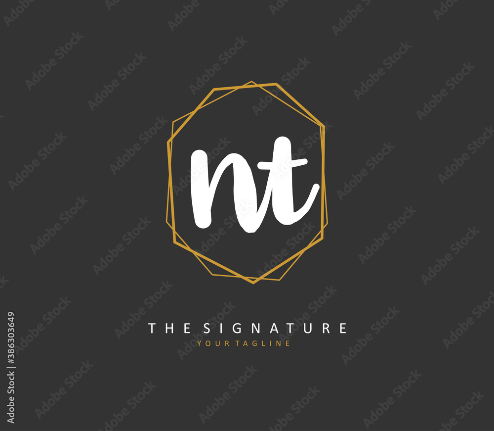 N T NT Initial letter handwriting and signature logo. A concept ...
