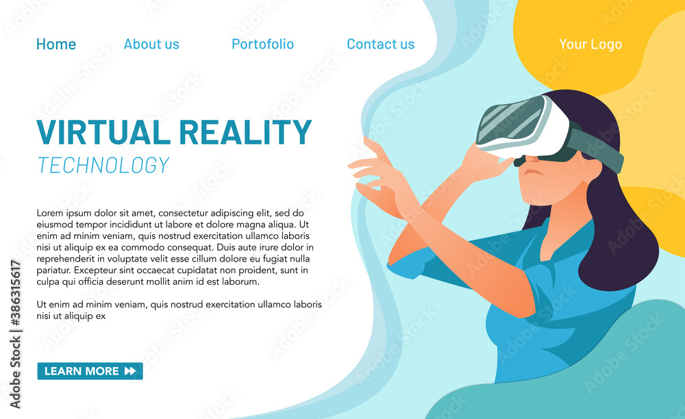 Landing page concept for virtual reality. Perfect for website, mobile ...