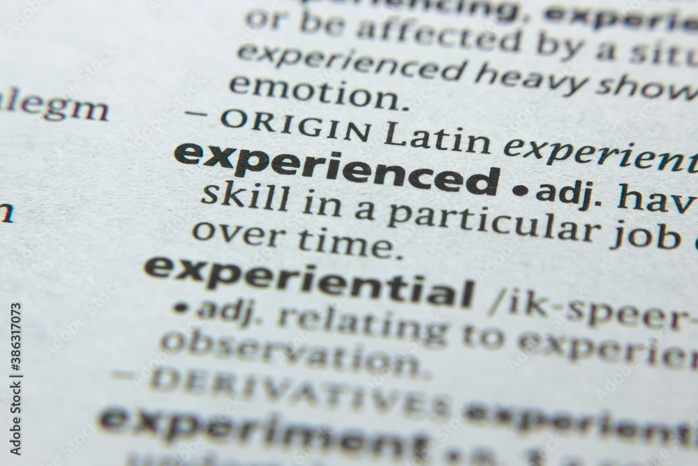 Word or phrase Experienced in a dictionary. Stock Photo | Adobe Stock