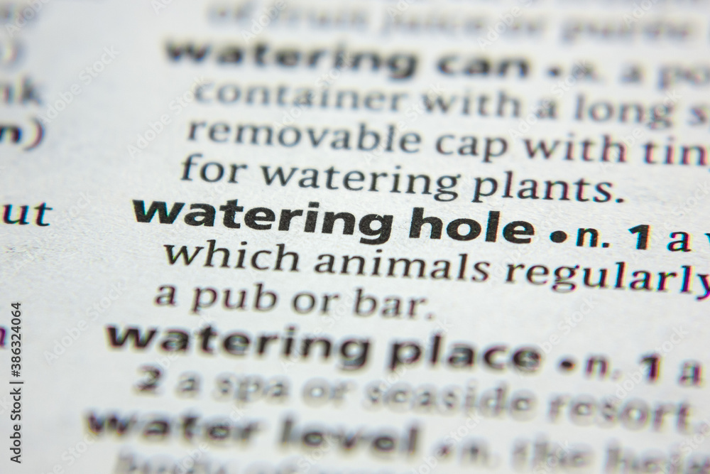 Word or phrase Watering Hole in a dictionary. Stock Photo | Adobe Stock