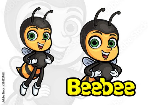 Cartoon Bee Logo Illustration Stock Vector | Adobe Stock