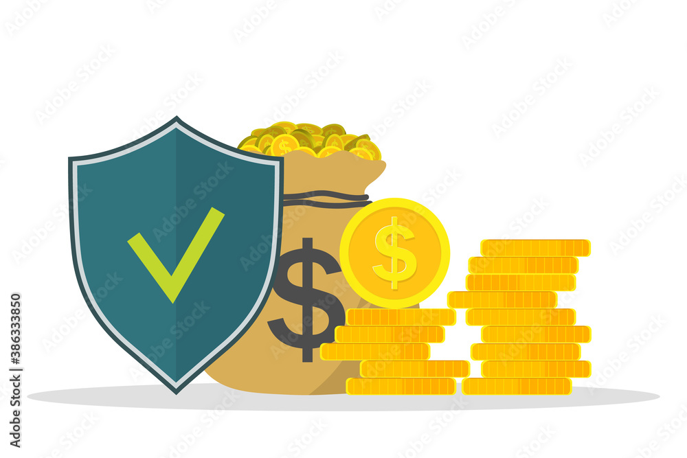 Protect of money. Financial insurance guarantee. Safe of business ...