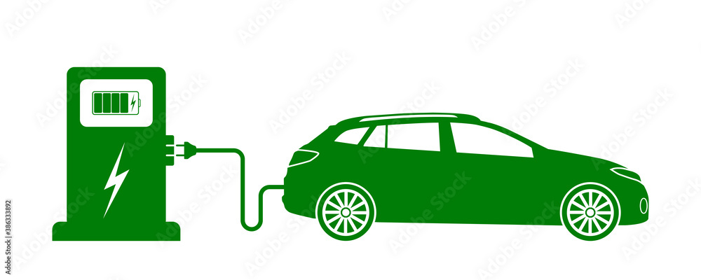 Car electric charge. Icon of vehicle charge station. Green eco charger ...