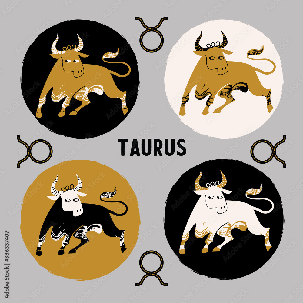 Taurus is a sign of the zodiac. Horoscope and astrology. Vector ...
