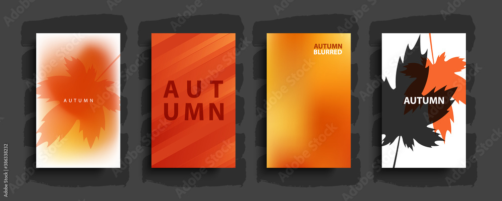 Autumn backgrounds set with modern abstract blurred gradient patterns ...