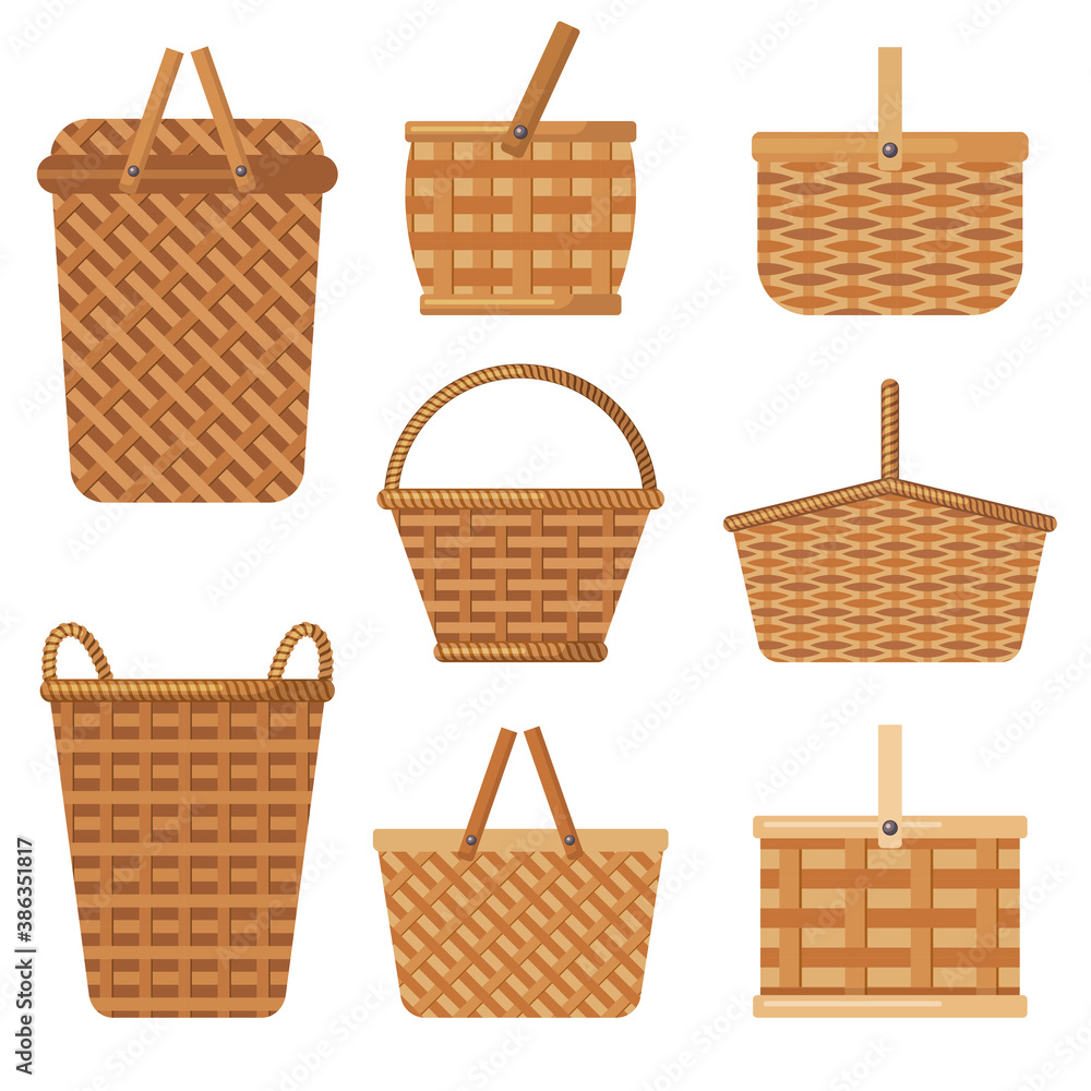 Decorative basket. Handcraft basket for products boxes for camping ...