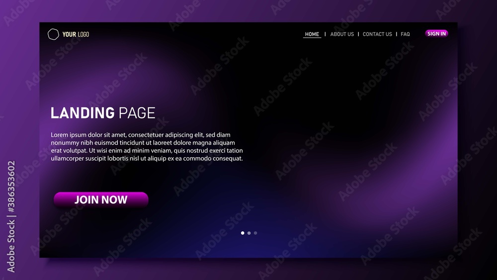 Minimalist landing page design. Modern colors gradient. UI design for ...