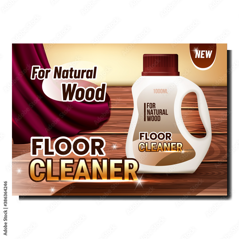 Floor Cleaner Creative Advertising Poster Vector. Cleaner Blank Plastic ...