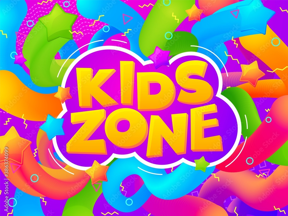 Playroom banner. Kid game zone, cartoon funny children room poster ...