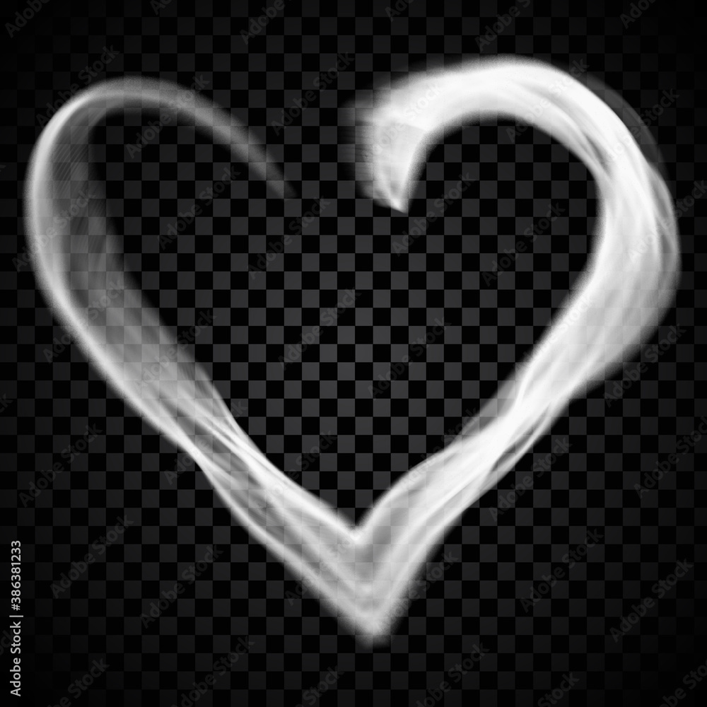 Heart steam smoke isolated on black background. Heart steam smoke for ...