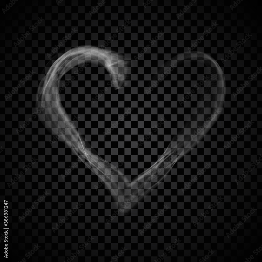 Heart steam smoke isolated on black background. Heart steam smoke for ...