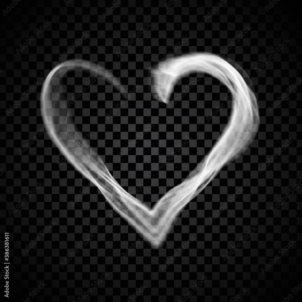 Heart steam smoke isolated on black background. Heart steam smoke for ...