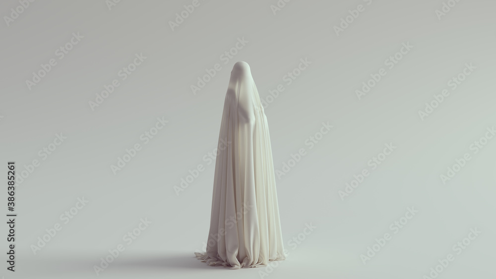 White Ghost Spirit Standing and Looking Over its Shoulder in a Death ...
