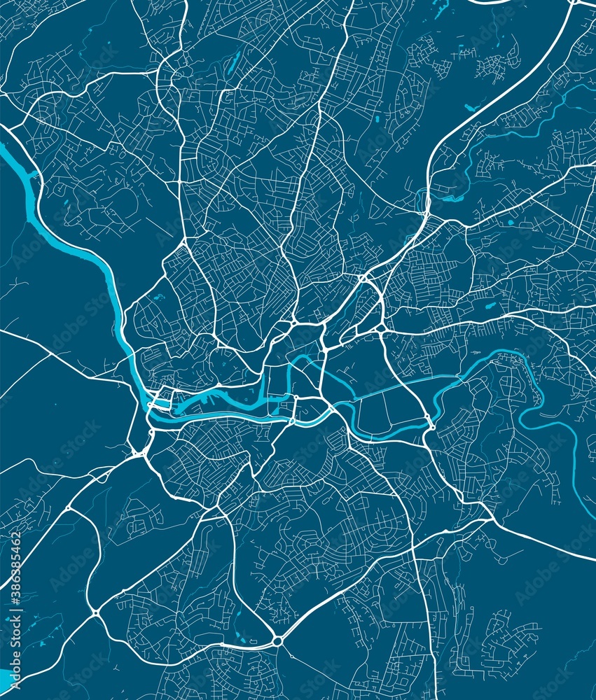 Detailed map of Bristol city, linear print map. Cityscape panorama ...