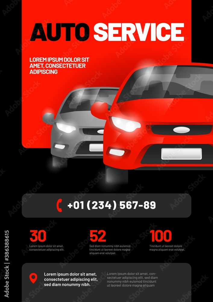 Vector layout design for car service and repair. Adapt to poster, flyer ...