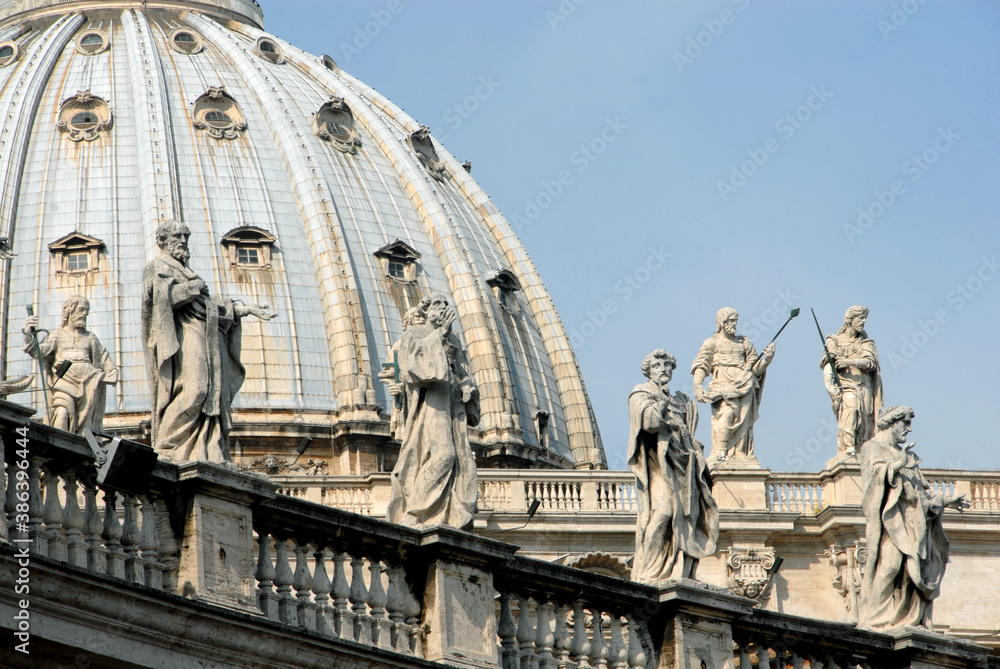 the dome of San Pietro called "Il Cupolone" overlooks the basilica of ...