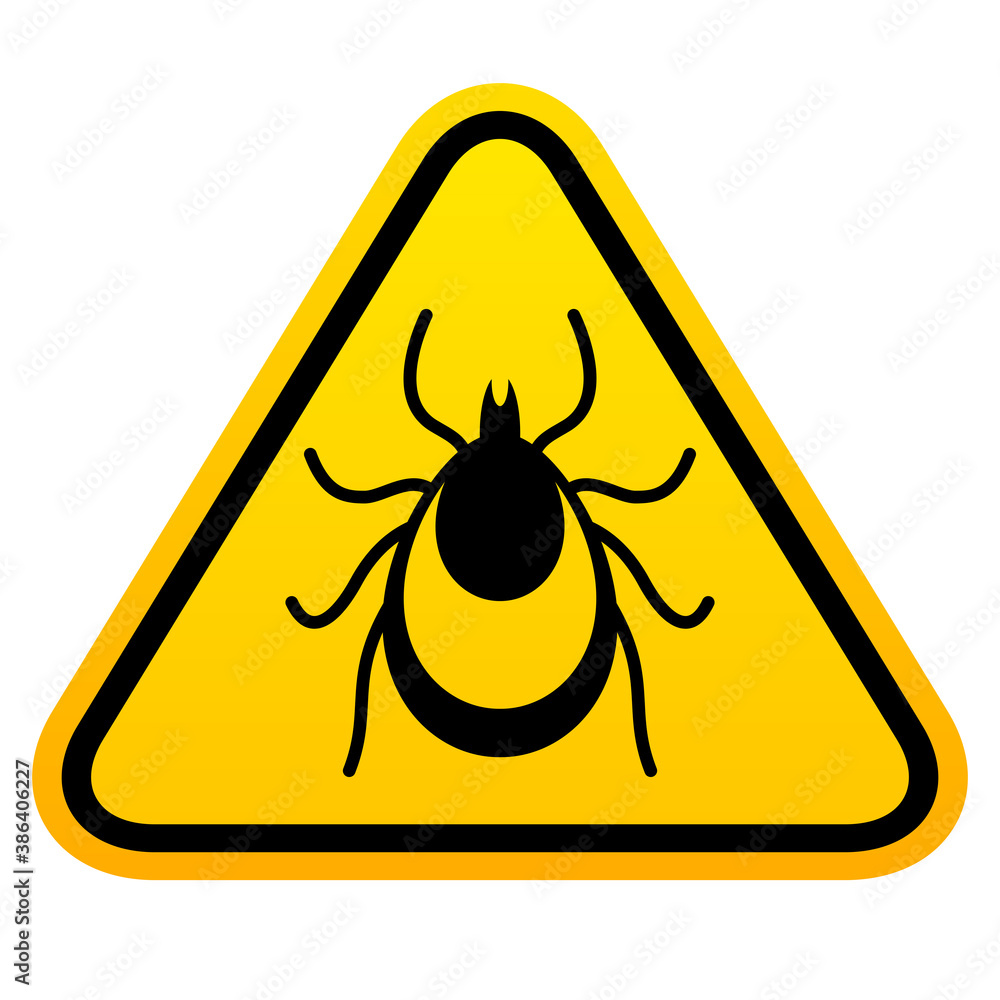 Triangle warning sign beware of ticks Stock Vector | Adobe Stock