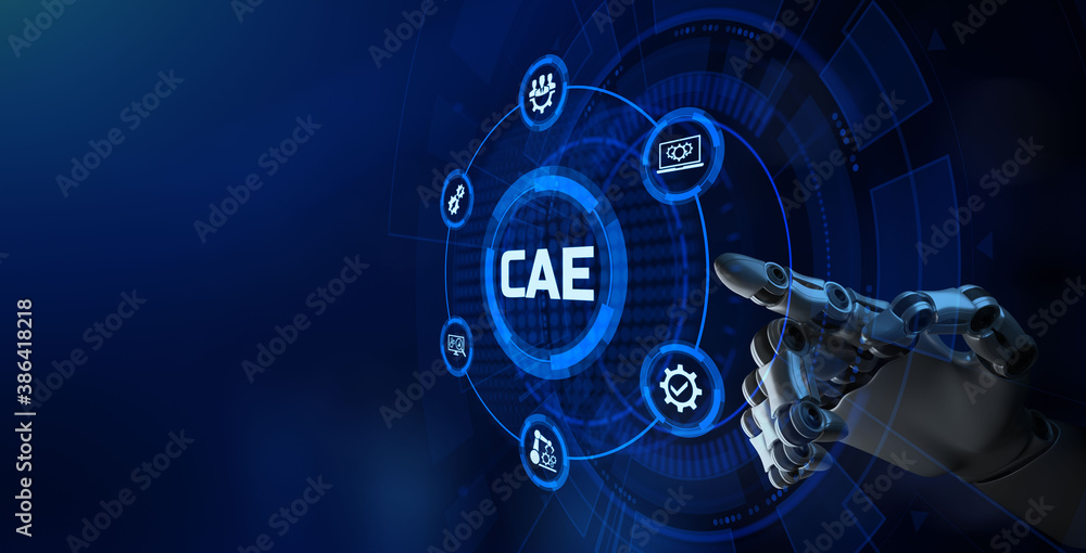 CAE Computer-aided engineering CAD system. Technology concept on screen. 스톡 사진 | Adobe Stock
