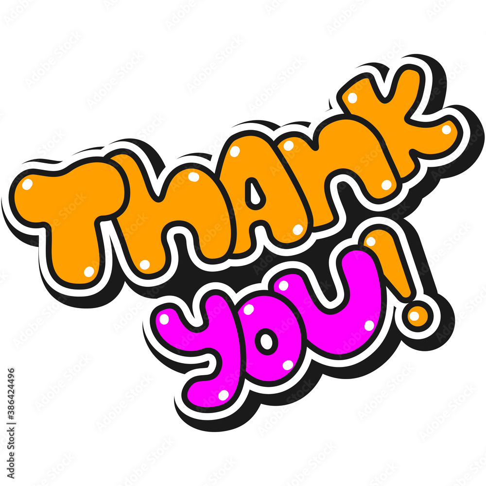 Thank you text vector cartoon illustration isolated on a white ...