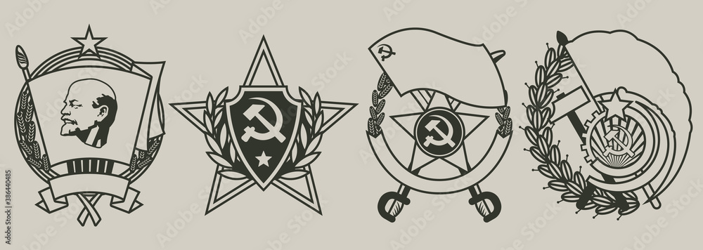 Old Soviet Orders, Medals, Badges, Hammer and Sickle, Lenin, Red Flag ...