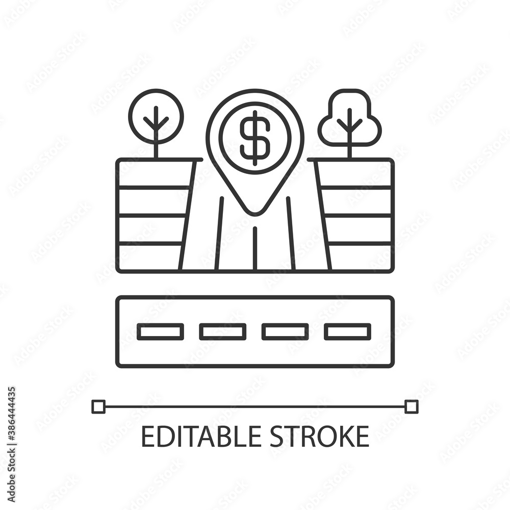 Land plot pixel perfect linear icon. Empty lot for sale. Area for ...