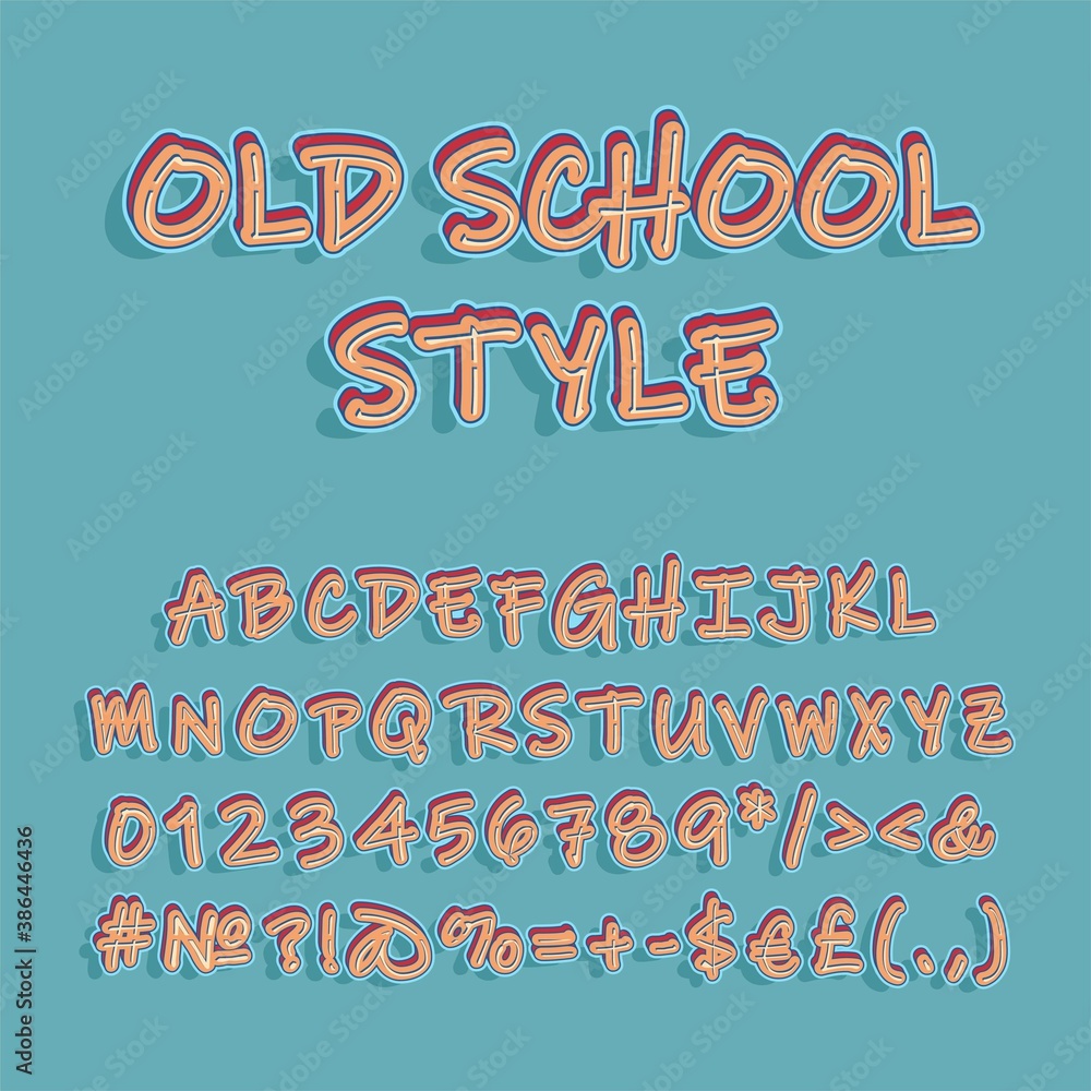 Nostalgic style header vintage 3d vector alphabet set. Retro bold font ...