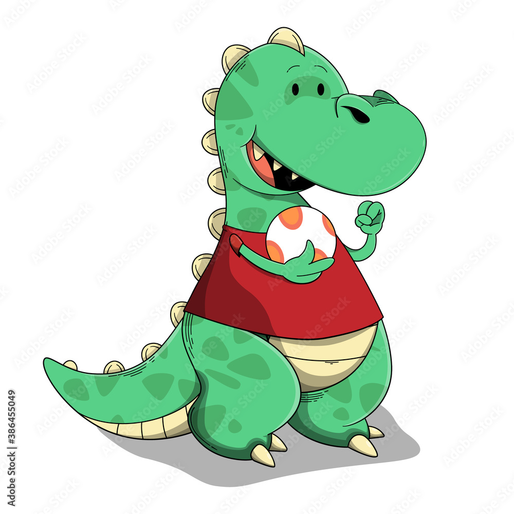 Adorable Dinosaurs baby carrying a ball and cheering best for soccer ...