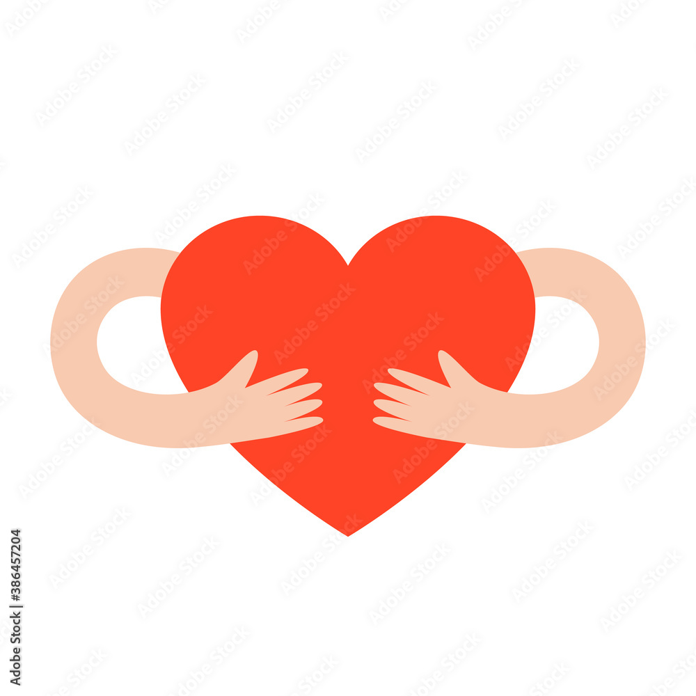 Heart Hug cartoon icon. Clipart image isolated on white background ...