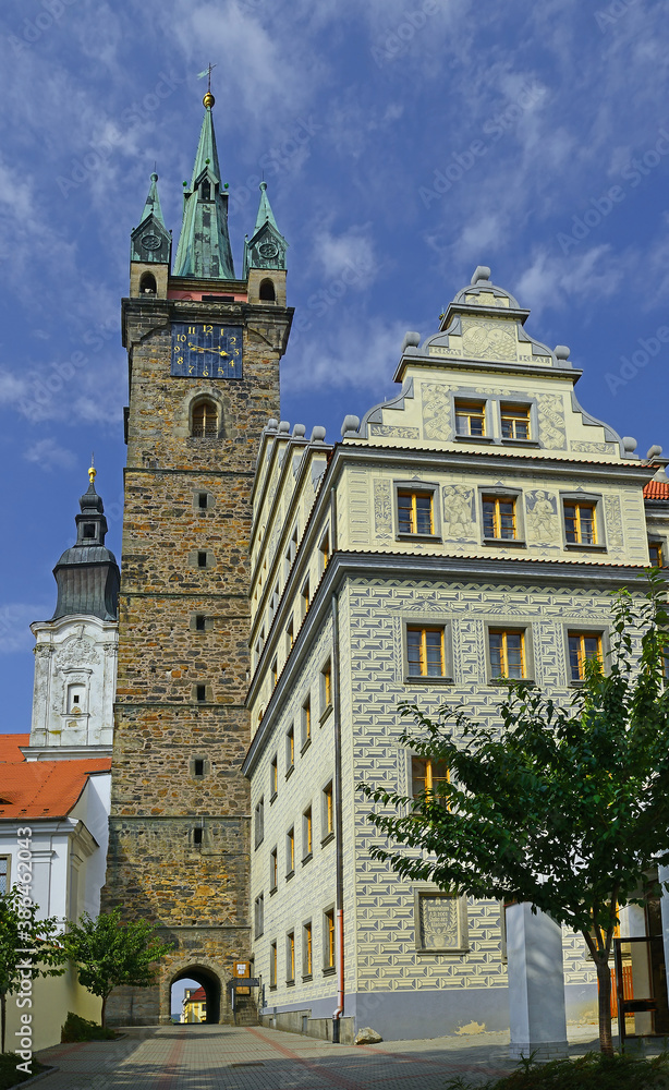 Black Tower - town hall's tower and the historic city center of Klatovy ...