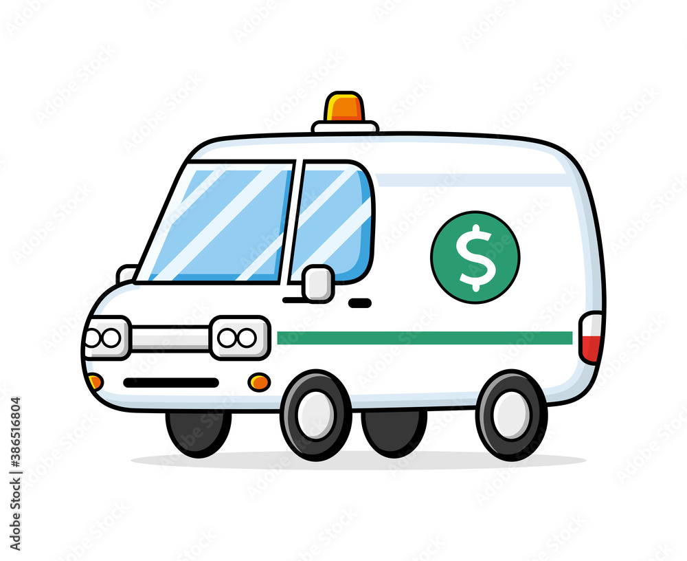 Cash in transit vehicle isolated, money delivery van truck, bank car ...