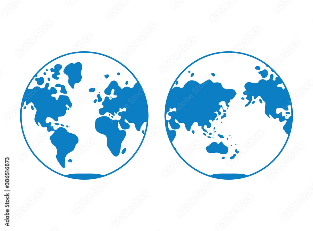 World map, globe hemisphere icons. Stock Vector | Adobe Stock
